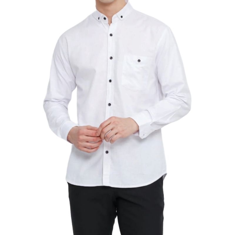 Jual Kemeja Putih Pria Lengan Panjang Katun Premium | Shopee Indonesia
