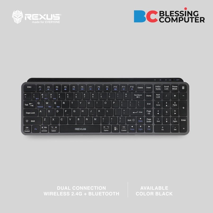 Jual Keyboard REXUS OFFICE KL100 WIRELESS 2.4G BLACK | Shopee Indonesia