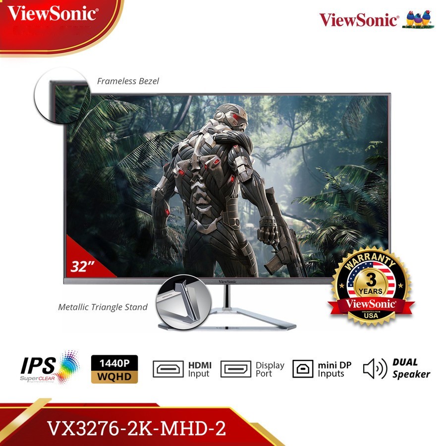 Jual ViewSonic VX3276-2K-MHD-2 32 Inch Frameless Monitor - IPS QHD 75Hz ...