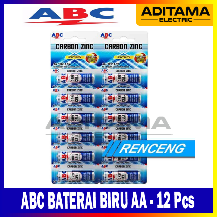 Jual BATERAI ABC BIRU AA A2 | ABC BATTERY BIRU AA PER RENCENG ISI 12PCS ...