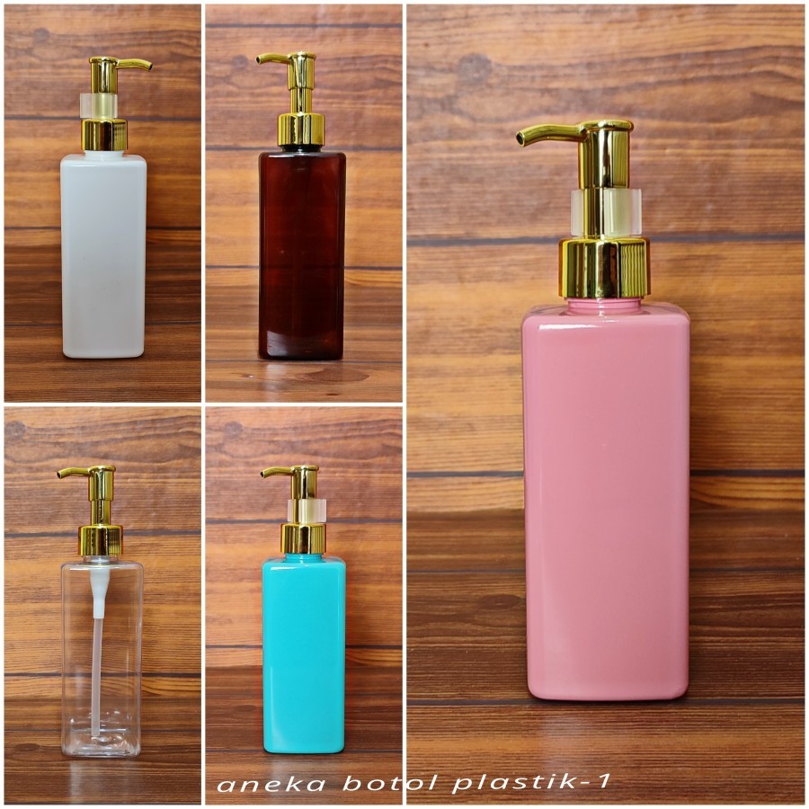 Jual Botol Pump 500ml / Botol Kemasan Sabun Cair 500ml Pet Kotak / Botol Pump Luxury Gold ...