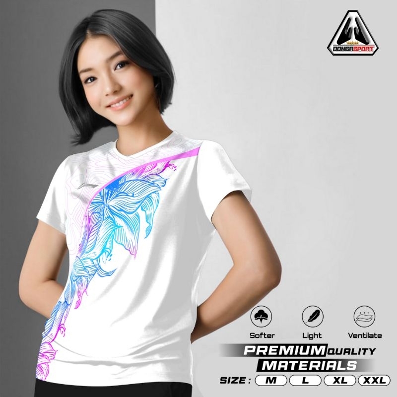Jual BLC 01 Baju Badminton Cewe Dewasa Kaos Bulutangkis Wanita Jersey Badminton Women Print ...