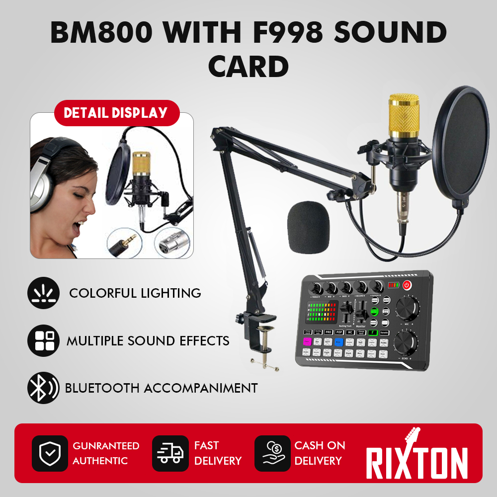 Jual RIXTON BM800 Condenser Microphone +F998 Soundcard Set Microphone ...