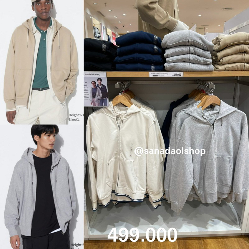 Jual Jaket UNIQLO MAN cowok Jaket Sweat Hoodie Resleting / Jaket UNIQLO ...