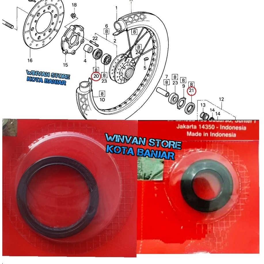 Jual Seal roda depan Kiri Kanan Tiger 2000 Tiger Revo Honda-New-Mega ...