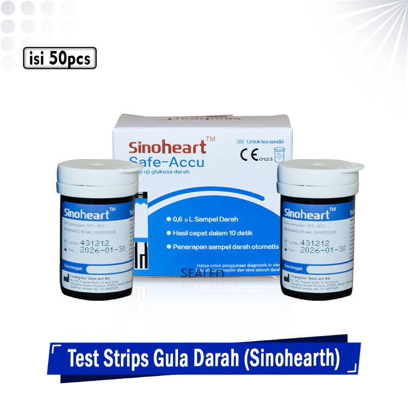 Jual Strip Gula Darah Sinocare Sinoheart Safe-Accu Cek Glukosa Darah ...