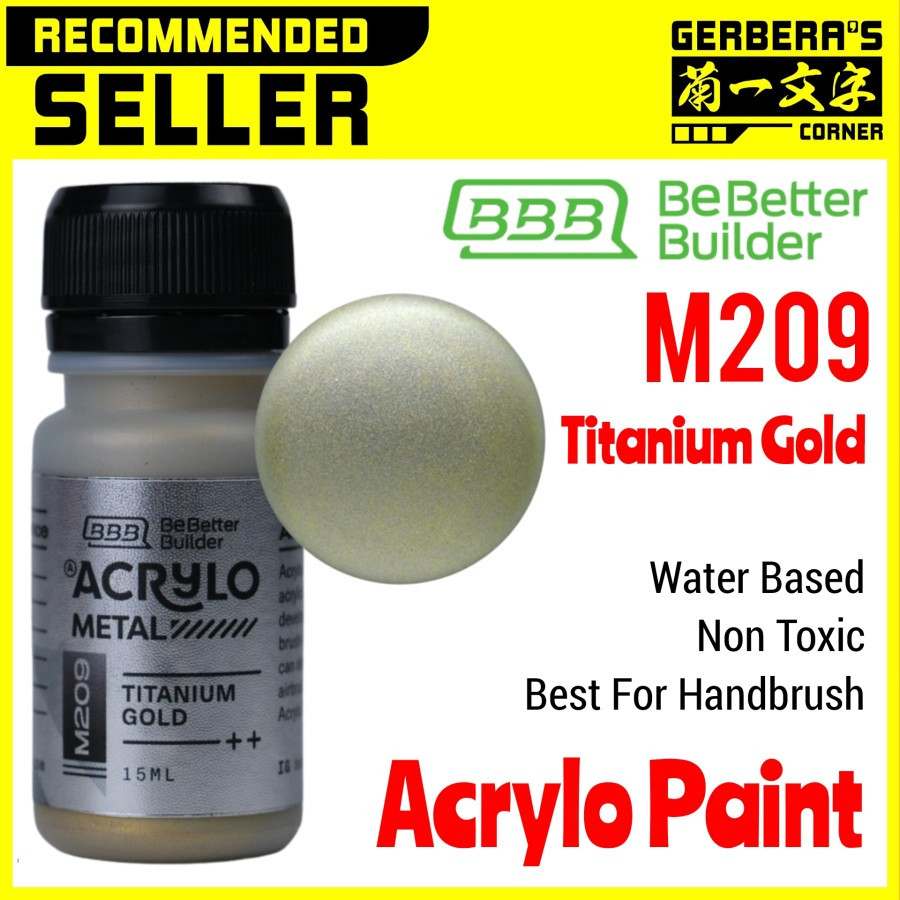 Jual ACRYLO PAINT M209 TITANIUM GOLD Metal Effect Water Based Paint | Shopee Indonesia
