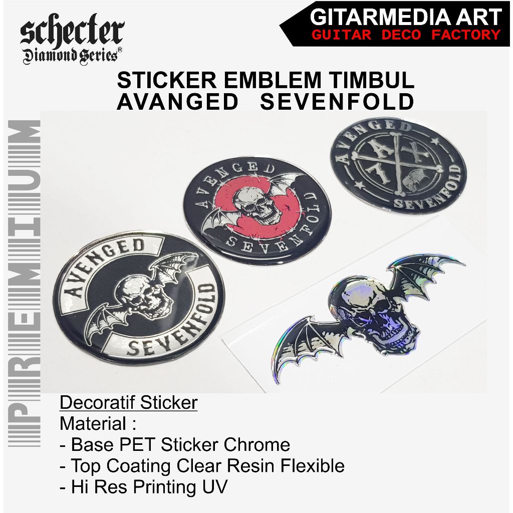 Jual stiker avanged sevenfold A7X-sticker synyster gate death bat ...