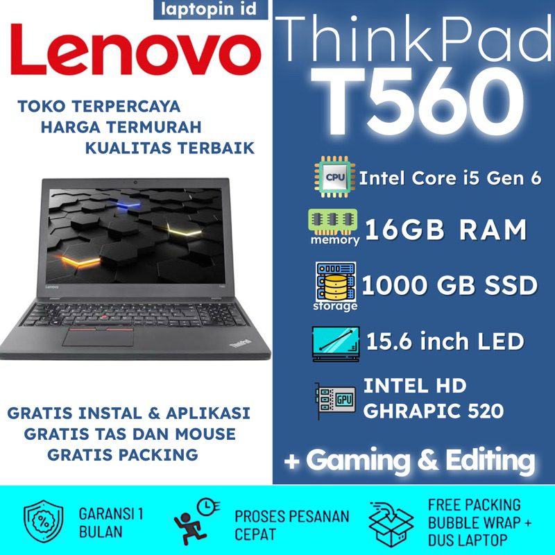 Jual LAPTOP MURAH LENOVO THINKPAD CORE I7 I5 Gen - 16GB RAM - SSD 256GB ...