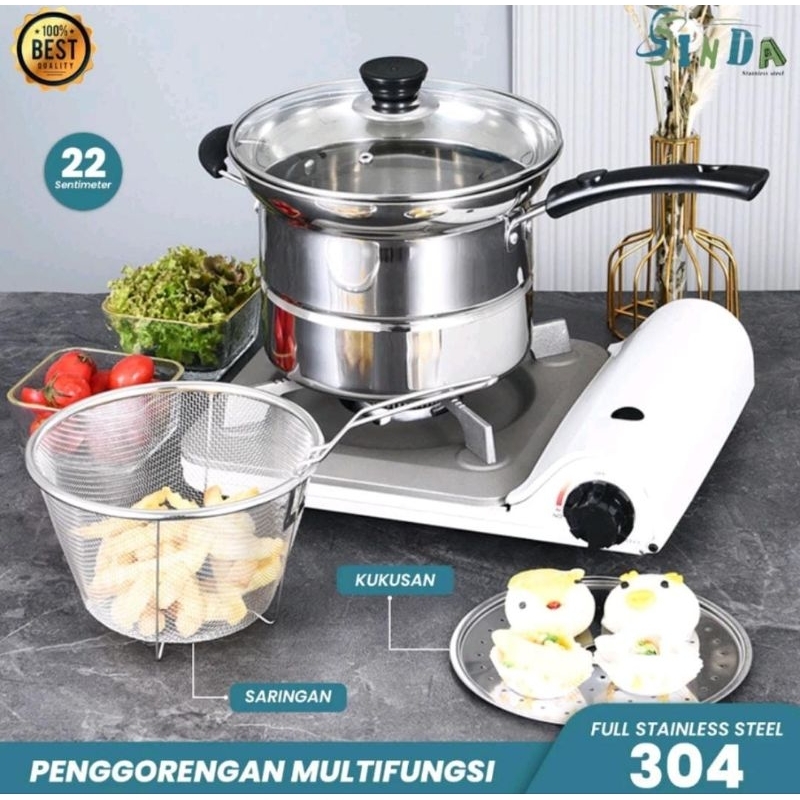 Jual panci mie set 3in1 tutup kaca 22 cm | Shopee Indonesia