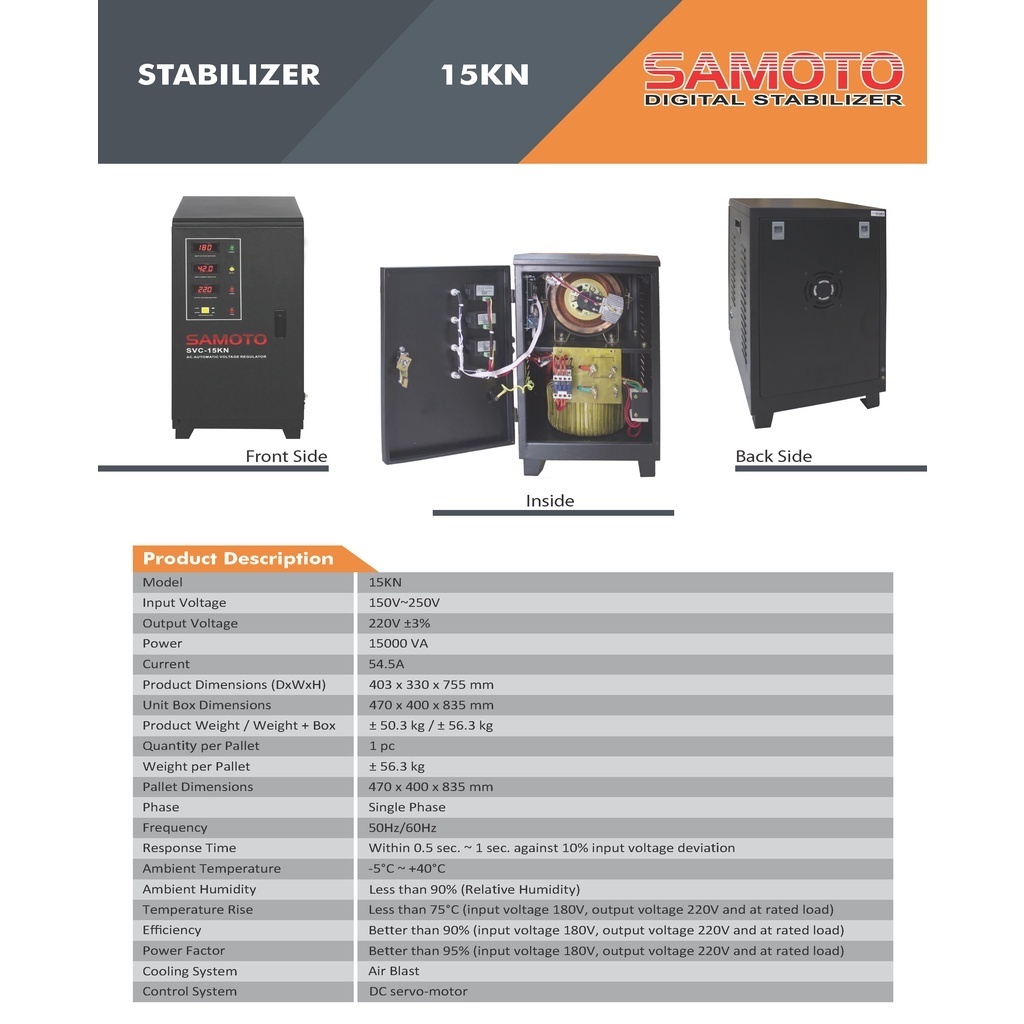 Jual Stabilizer Samoto stabiliser 15KVA 1 Phase Fase Stavol Listrik SMT ...