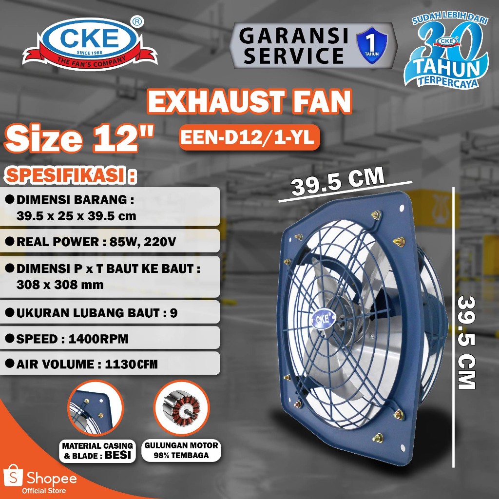 Jual CKE Exhaust Fan Extra DB 12 YL Inch Exhaust Dinding Eksos Dinding ...