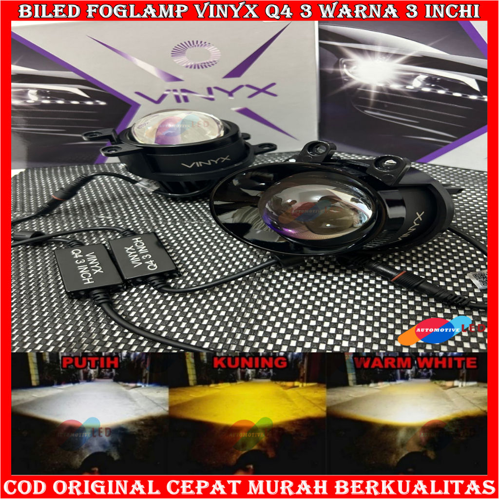Jual ORIGINAL VINYX BILED FOGLAMP Q4 50 WATT 3 WARNA BLUELENS FOGLAMP ...