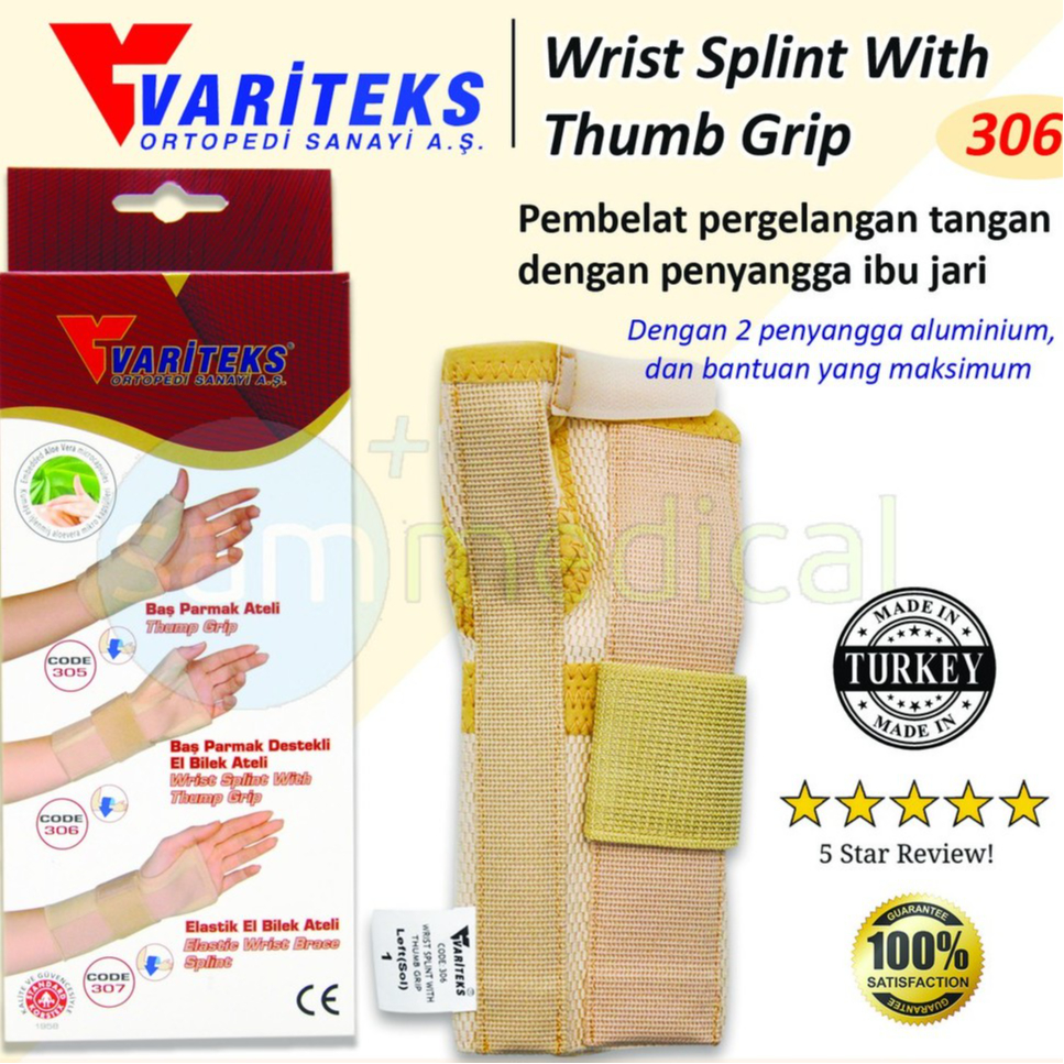 Jual Variteks Wrist Splint With Thumb Grip Var 306 / Deker Pergelangan ...