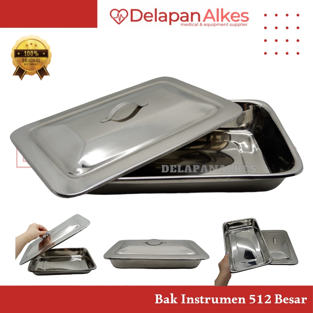 Jual Bak Instrumen 512 Stainless Steel Dengan Tutup 33 x 21 x 7 cm Baki ...
