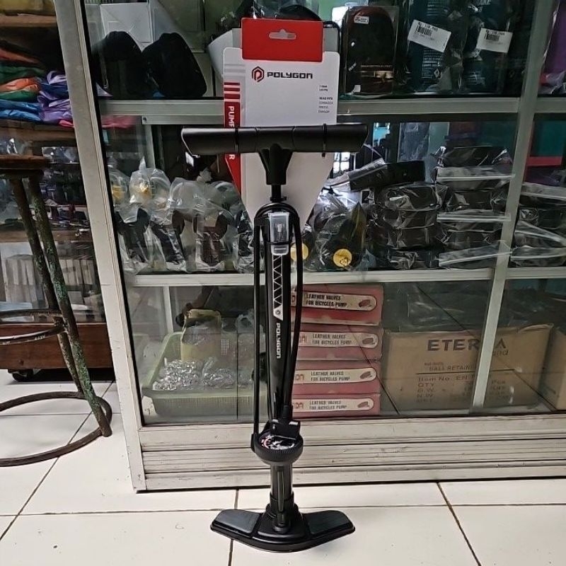 Jual POMPA LANTAI SEPEDA / FLOOR PUMP POLYGON STEEL STX DUAL HEAD 160 ...