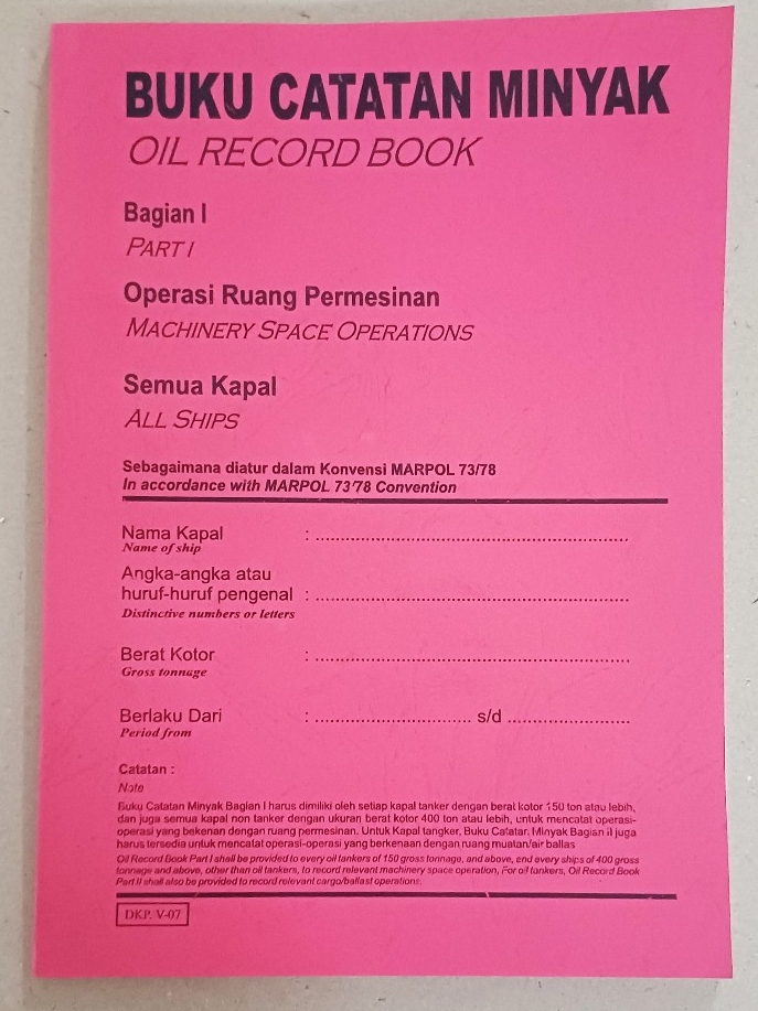Jual OIL RECORD BOOK PART 1 Approval Syahbandar | Shopee Indonesia