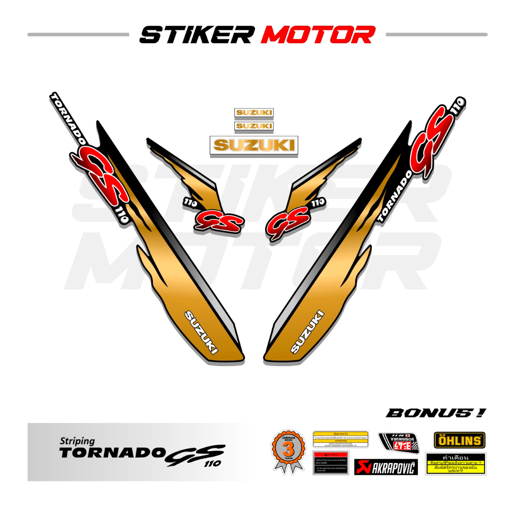 Jual TG23 Striping Tornado GS 110 Stiker Sticker Lis Suzuki Tornado old ...