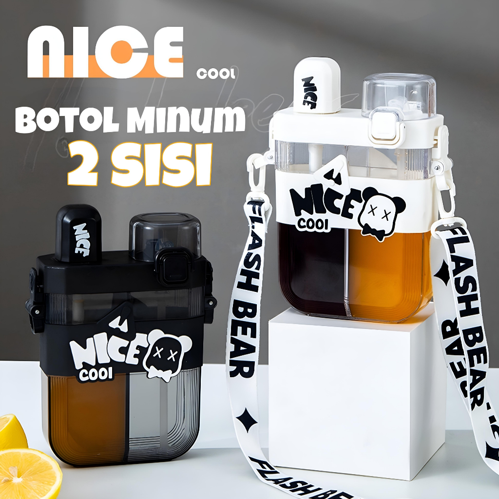 Jual Botol Minum Duet Anak 2 in 1 Couple Bottle 620 ml Nice Cool Bear ...