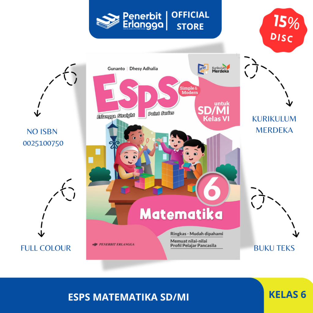 Jual [Erlangga Official] Esps Matematika Sd/Mi Kelas 6 - Kurikulum Merdeka | Shopee Indonesia