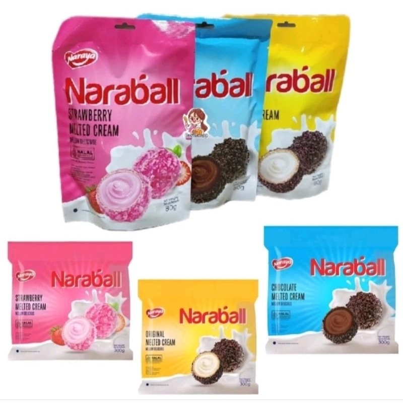 Jual NARAYA NARABALL MELTED CREAM STOBERI/ORI/COKLAT WAFER MELTED CREAM ...