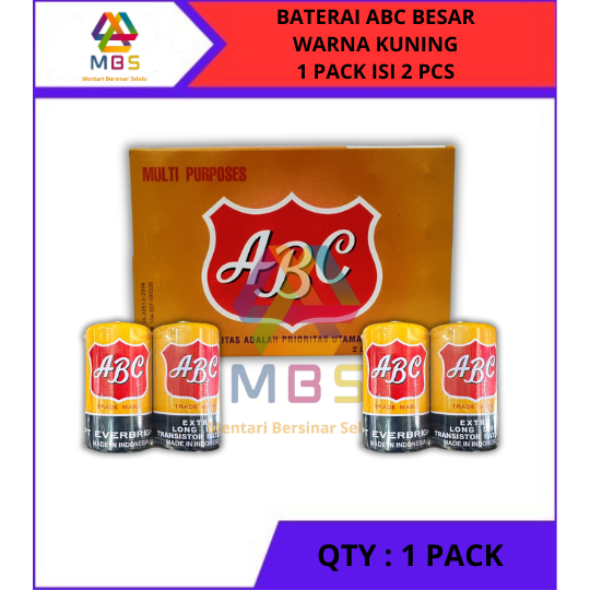 Jual HARGA 1 PACK ISI 2 PCS BATERAI ABC BESAR WARNA KUNING BATERAI ...