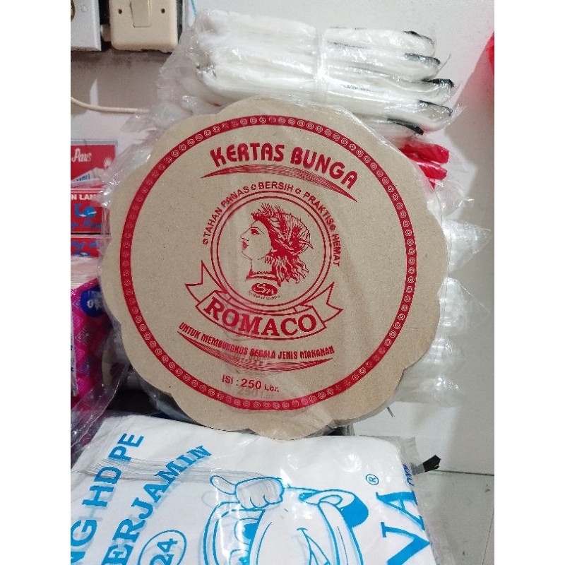 Jual KERTAS NASI BUNGA BULAT KEMBANG COKLAT ALAS NASI ISI 250 LEMBAR ...