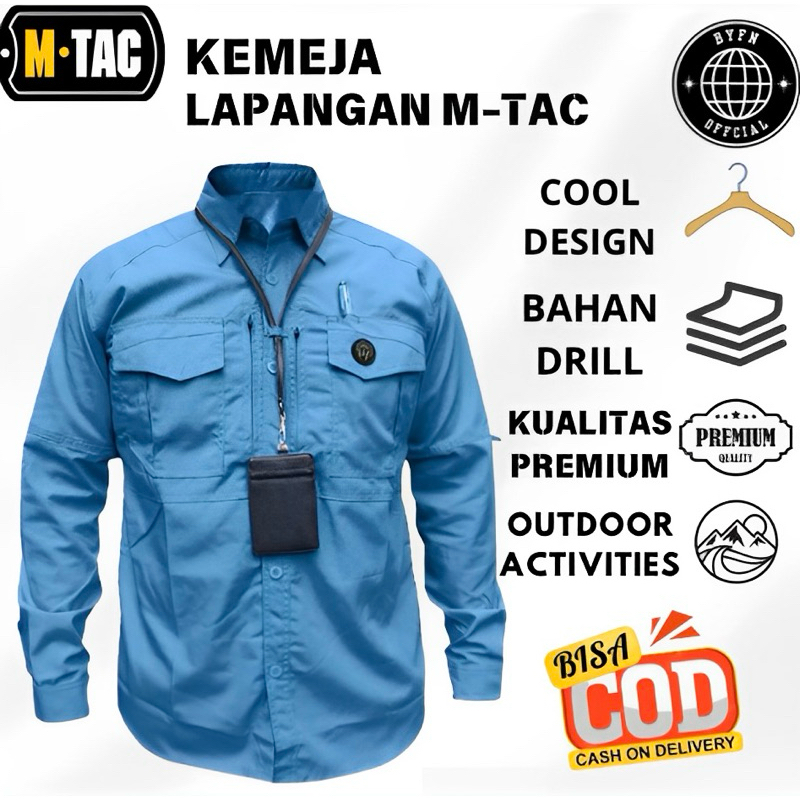 Jual Kemeja Tactical Lapangan Lengan Panjang Pria Warna Biru Cerah Baju Seragam Kerja Kantor PDH ...