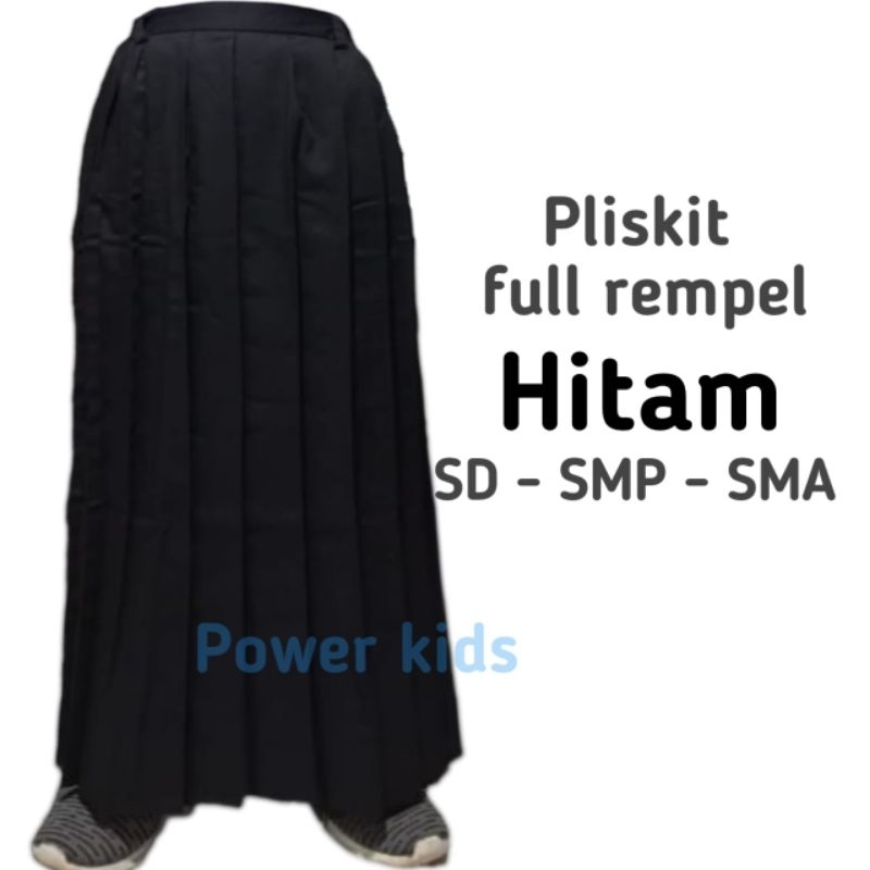 Jual Rok seragam sekolah sd smp sma full rempel pliskit hitam | Shopee Indonesia