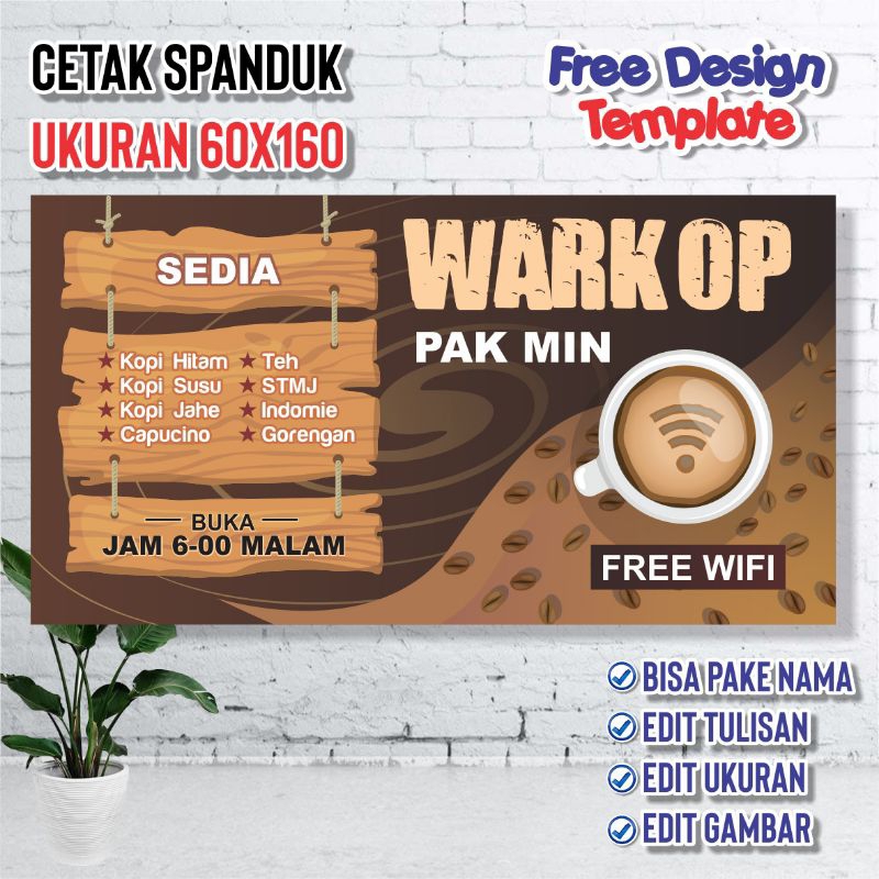Jual CETAK SPANDUK BANNER WARKOP UK 160X60 | Shopee Indonesia