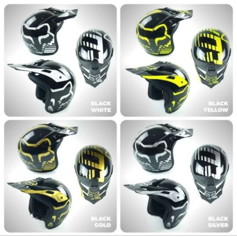 Jual Helm Cross Helm Cross Retro Helmet Fox Halp face Helm Semi Trail ...