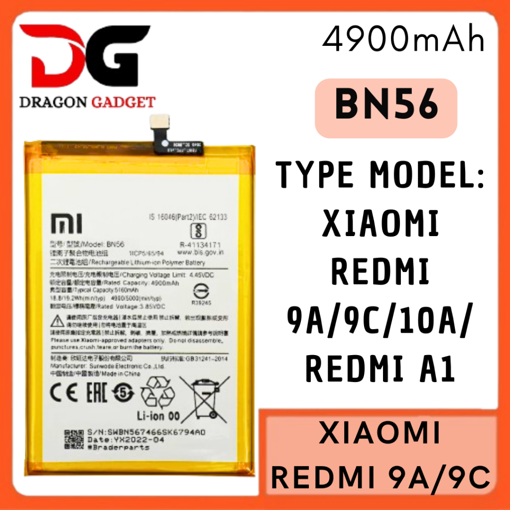 Jual BATERAI BATTERY XIAOMI REDMI 9A/9C BN56 ORIGINAL OEM | Shopee ...