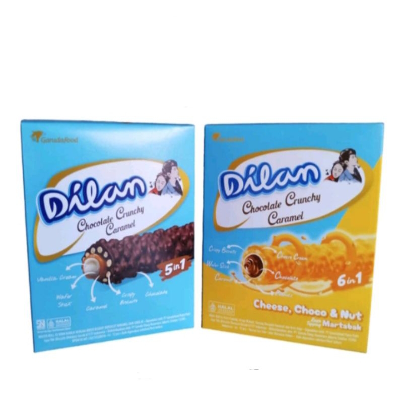 Jual Dilan Wafer Chocolate Crunchy Caramel 5in1 / Cheese 6in1 Box (Isi ...