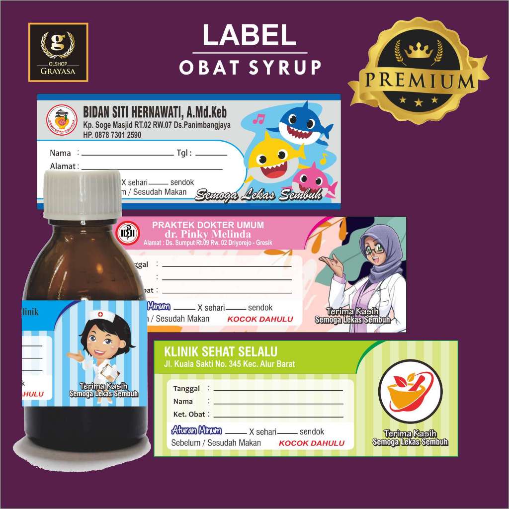 Jual Label Obat Syrup/Etiket Obat Syrup / Stiker Label Obat / Etiket ...