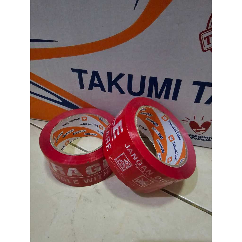 Jual LAKBAN FRAGILE MERAH 100YARD FULL X 48MM 50MICRON KUALITAS LAKBAN ...