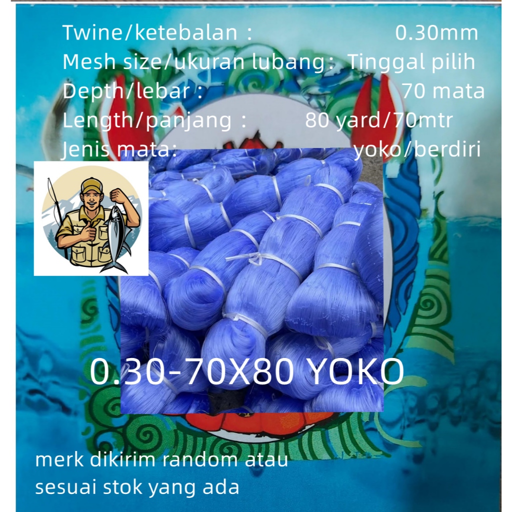 Jual Jaring Biru senar atau jaring ikan jaring burung 030MM 70x80 yoko ...