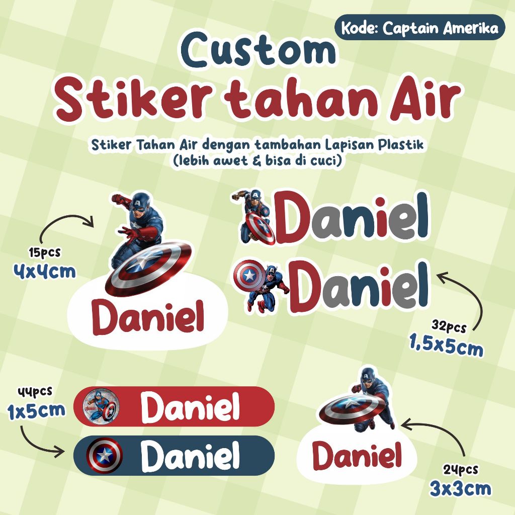 Jual STICKER LABEL NAMA ANAK WATERPROOF AWET TAHAN LAMA (ADA LAPISAN ...