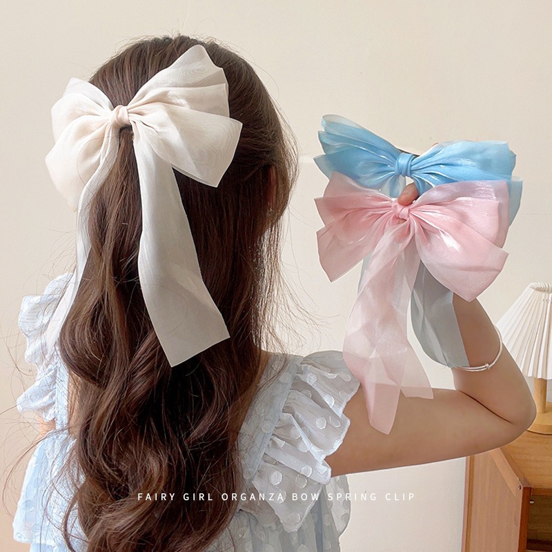 Jual Jepit Rambut Pita Panjang Bahan Organza Besar Lurus Gaya Fashion ...