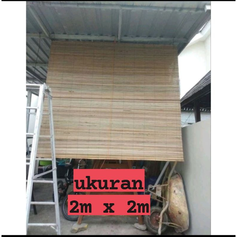 Jual tirai bambu krey sawit outdoor termurah uk 2x2+tali kerekan pull sett | Shopee Indonesia