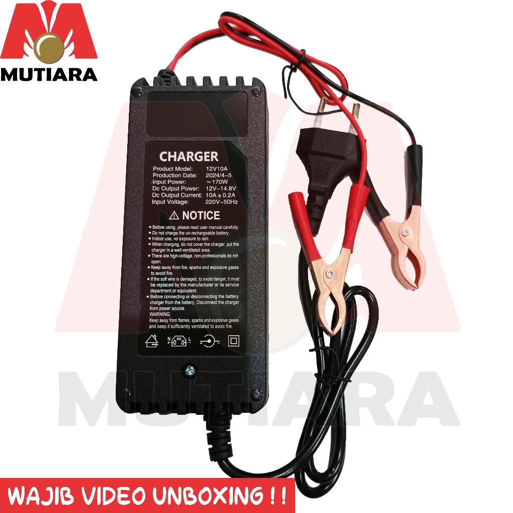 Jual Charger Adaptor Aki Sepeda Listrik 12V 10A dengan Jack Kepala ...