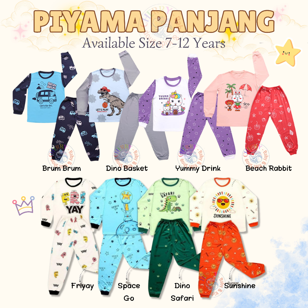 Jual 7 - 12 Tahun Kazel x Zebe Piyama Unisex Panjang Edition - Setelan Panjang (1 Stel) CBKS SO ...