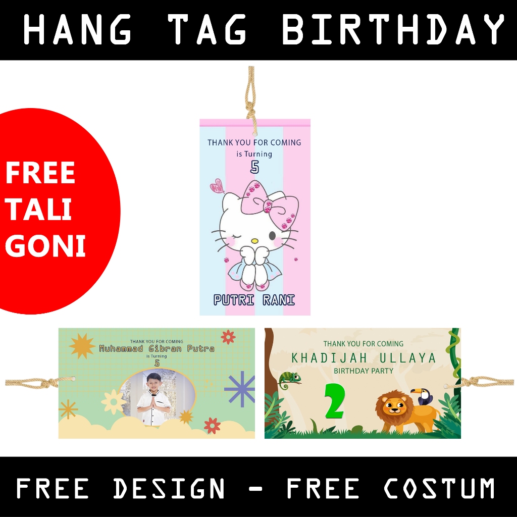Jual Hang Tag Ulang Tahun Anak Custom 1 Sisi MINIMUM ORDER 50 PCS (FREE ...