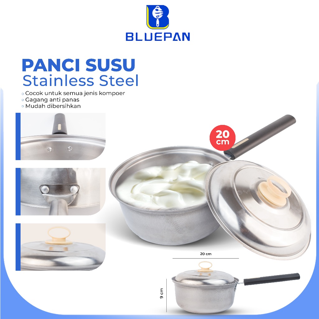 Jual Bluepan Termurah Panci Rebus Panci Susu Gagang Milk Pot Stainless ...