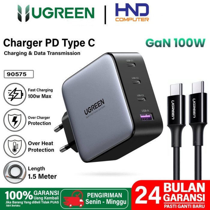 Jual UGREEN Adaptor Kepala Charger GAN PD Type C FAST Charging 65W 100W | Shopee Indonesia