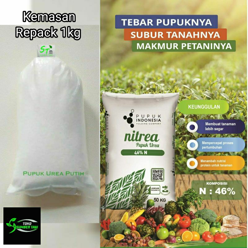 Jual Pupuk Daun Urea Putih 1kg Nitrea Original Kujang | Shopee Indonesia