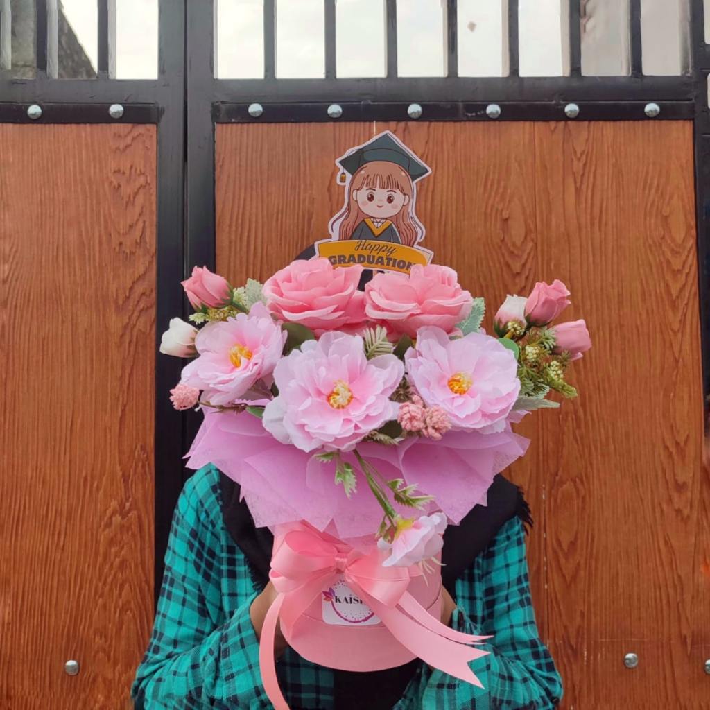 Jual Bloom Box Bunga Wisuda TOPPER EDISI KHUSUS Buket Bunga Artificial ...