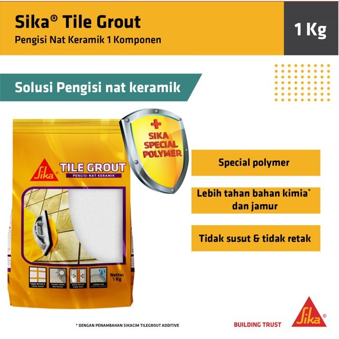 Jual PENGISI NAT KERAMIK BERBAHAN DASAR SEMEN - Sika Tile Grout 1kg ...