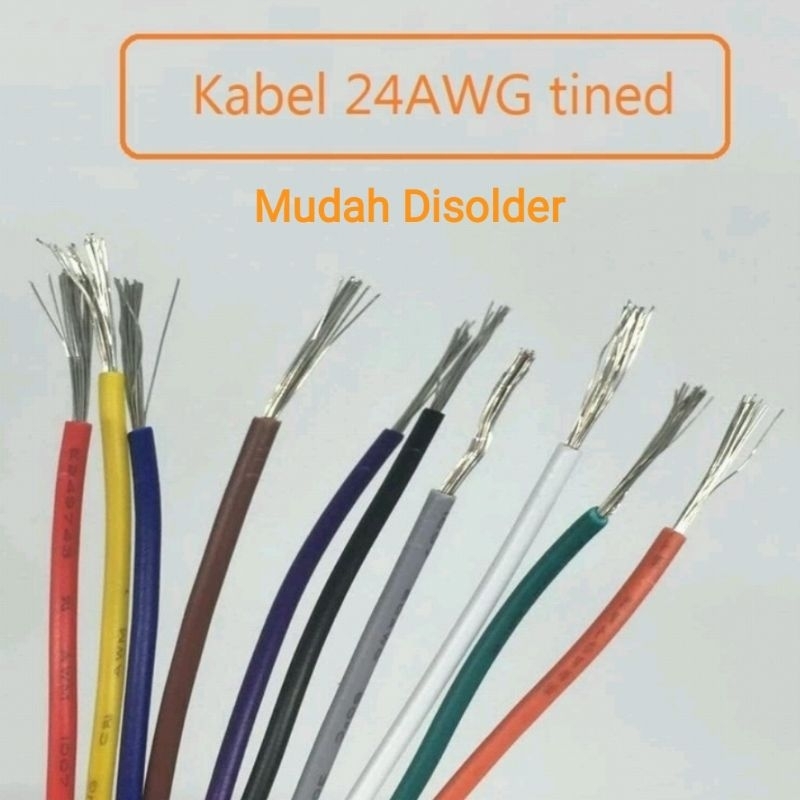 Jual Kabel AWG24 Tinned Cu Kabel Tembaga Mudah Disolder Per Meter 24AWG Cable AWG 24 | Shopee ...