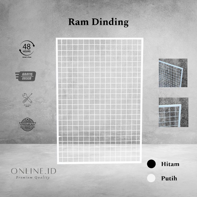 Jual Rak Gantung Gridwall Ram Bingkai 70x120cm Rak aksesoris dinding ...