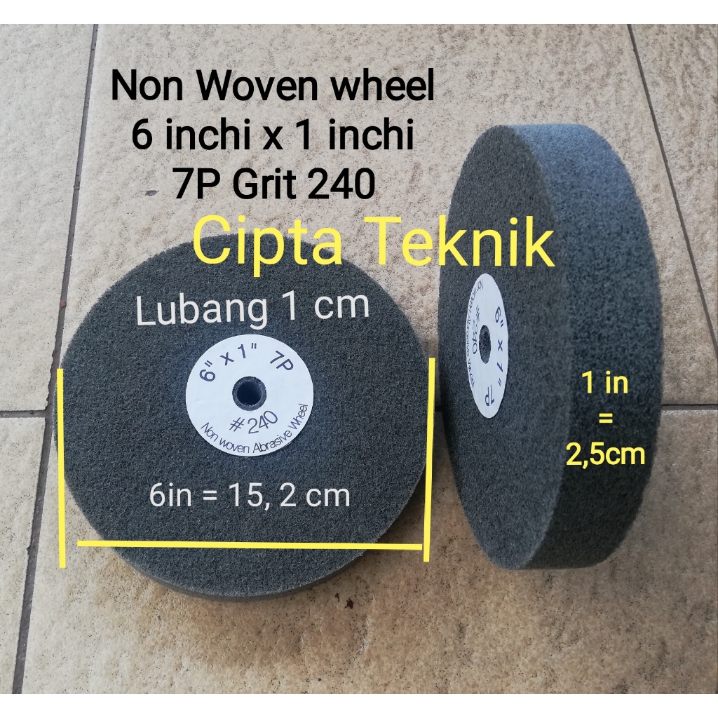 Jual Non Woven Abrasive Wheel 6 inchi x 1 inchi 7P Abu Grit 240 Roda ...
